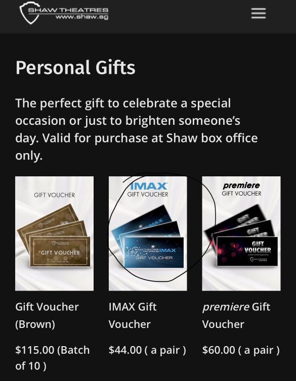 IMAX Shaw Movie Voucher Valid till 16 Dec 2022, Tickets & Vouchers ...