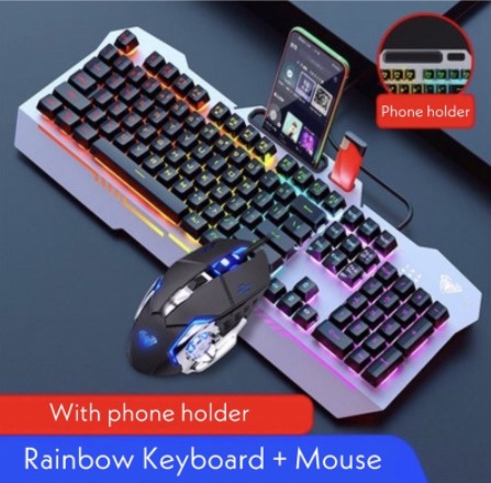 Membrane Gaming Keyboard Gaming Mouse Membrane Feeling RGB LED Backlit ...