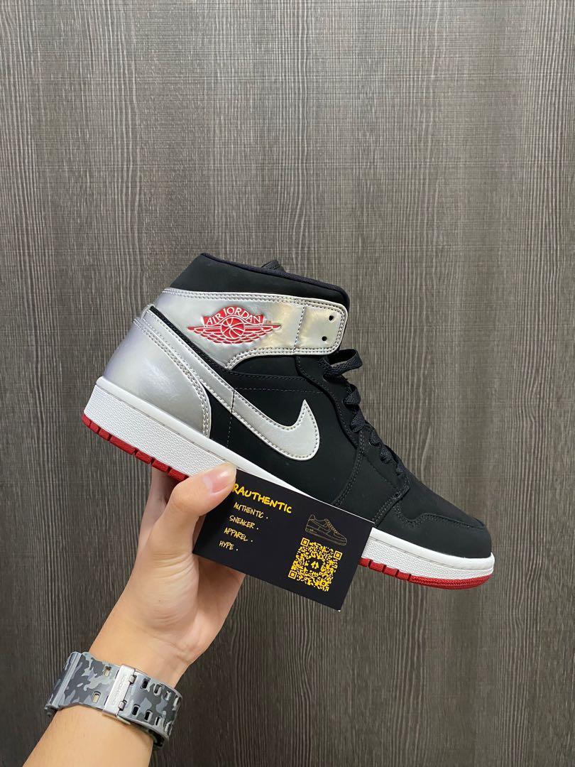 Nike Air Jordan 1 Mid Johnny Kilroy black metallic silver, Men's ...