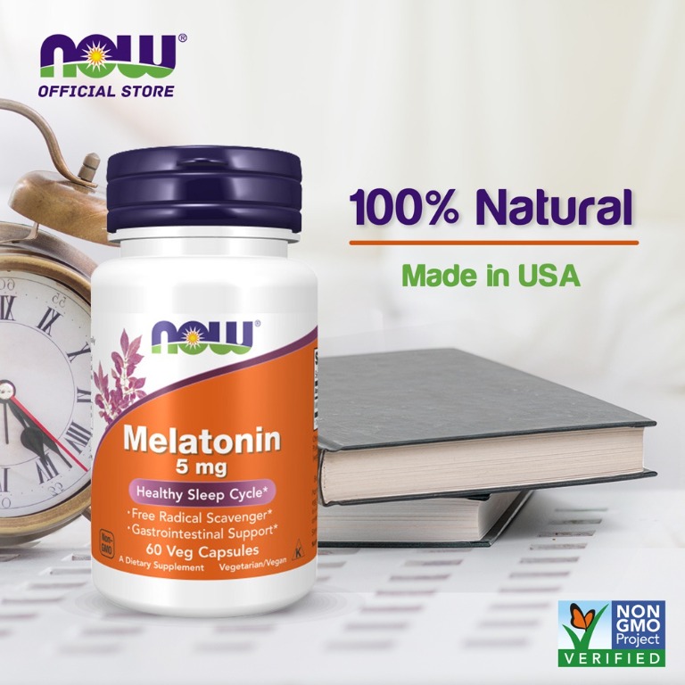 NOW Supplements, Melatonin 5 mg, Free Radical Scavenger, Healthy Sleep ...