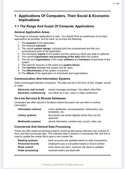 GCE O LEVEL COMPUTING TOPICAL NOTES, TOPICAL EXAM STYLE QUESTIONS ...