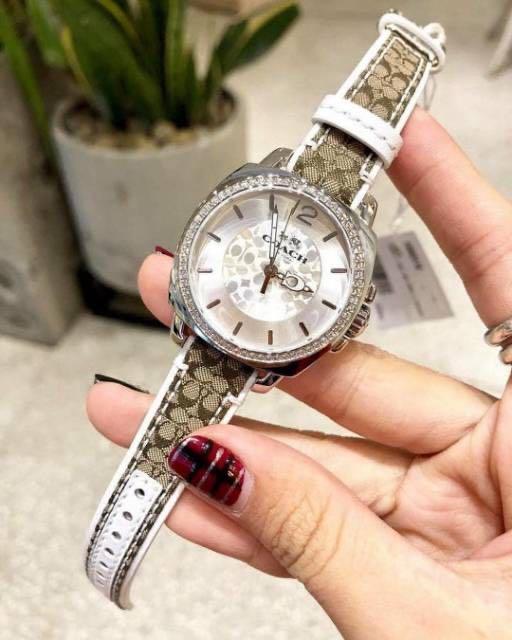Original 100% Coach Watch Women leather brown printed, Fesyen Wanita ...