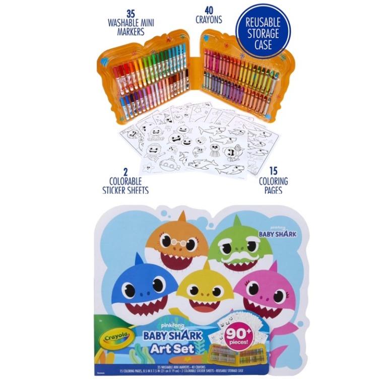 Original Crayola Baby Shark Art Set, 90 Pieces, Gift for Kids Age 3 ...