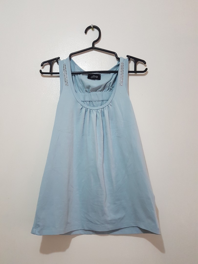 Pastel blue spandex sando, Women's Fashion, Tops, Sleeveless on Carousell