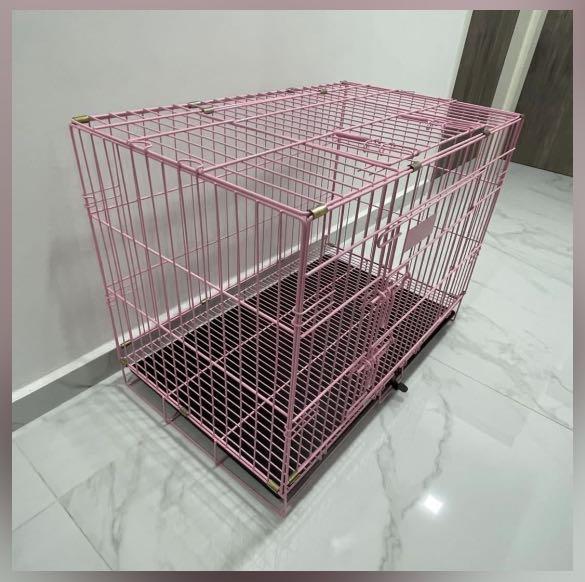 Pink Dog Cage with Pull Out Pee Tray (2 sizes avail), Pet Supplies ...