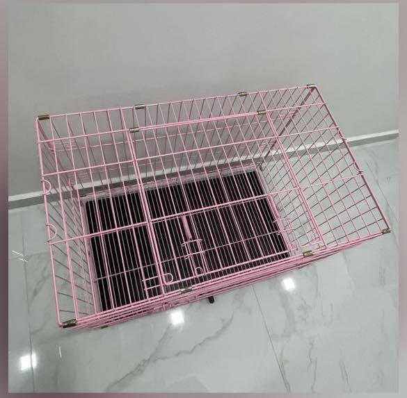 Pink Dog Cage with Pull Out Pee Tray (2 sizes avail), Pet Supplies ...