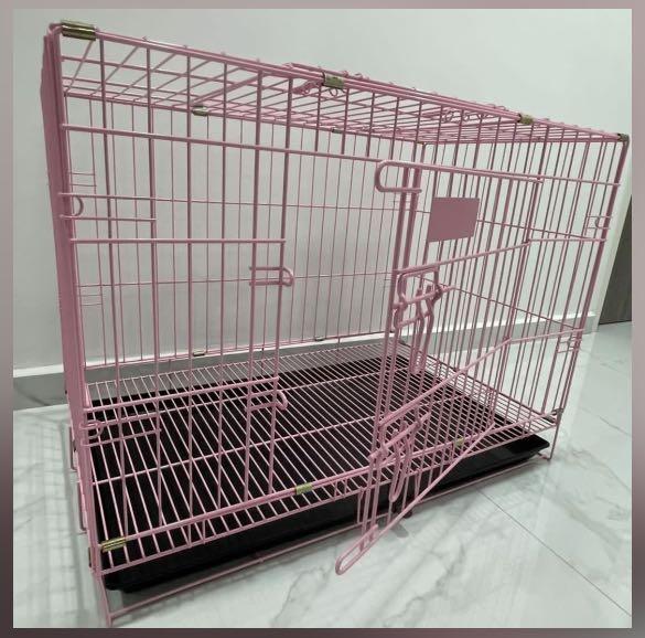 Pink Dog Cage with Pull Out Pee Tray (2 sizes avail), Pet Supplies ...