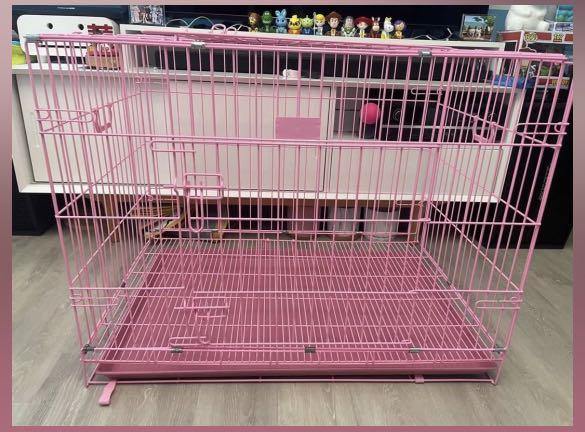 Pink Dog Cage with Pull Out Pee Tray (2 sizes avail), Pet Supplies ...