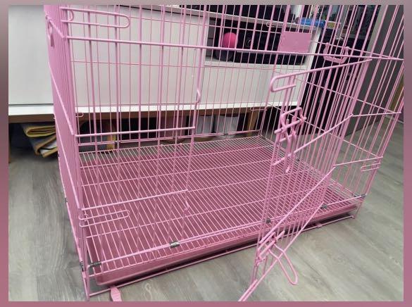 Pink Dog Cage with Pull Out Pee Tray (2 sizes avail), Pet Supplies ...