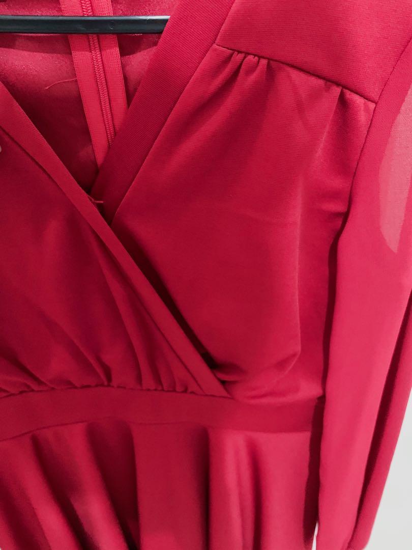 Red Sheer Dress, Women's Fashion, Muslimah Fashion, Dresses on Carousell