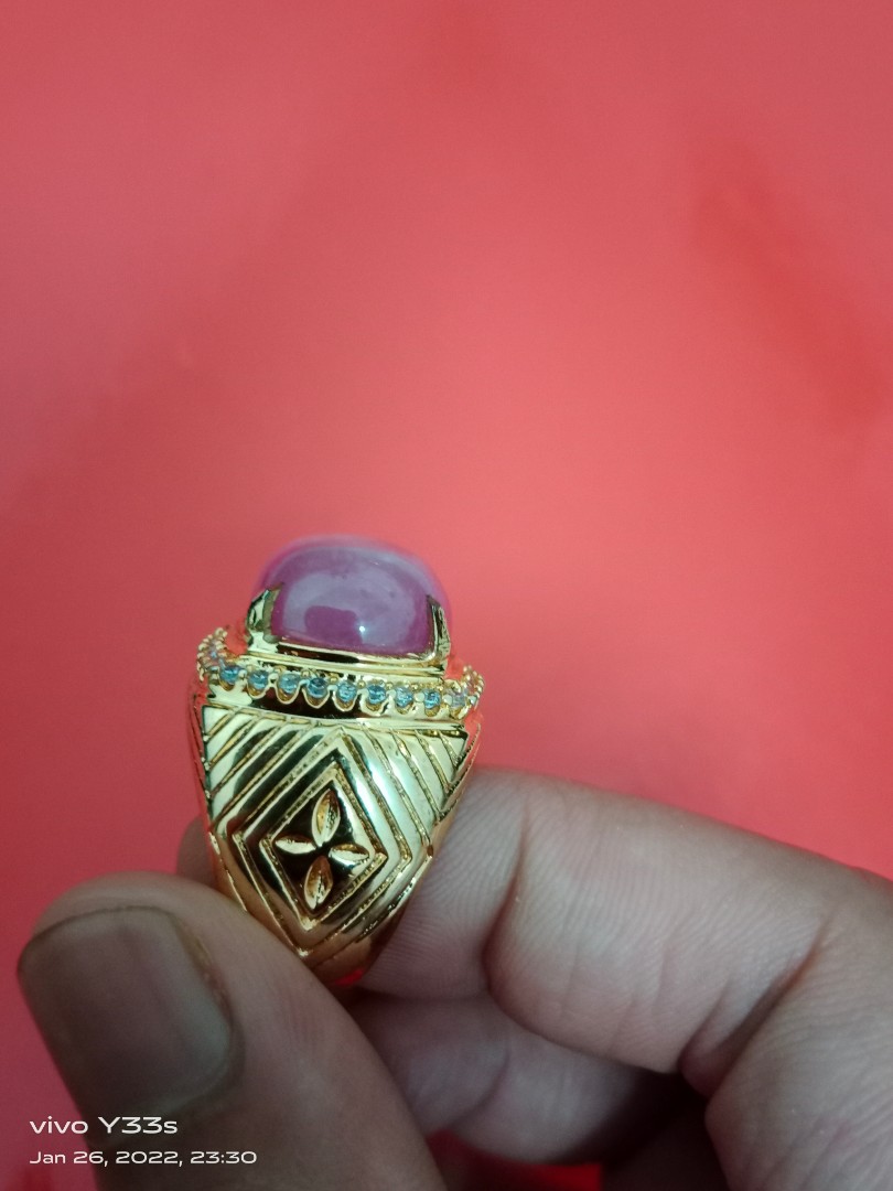 Ruby ring king size with titanium plated gold super cut diamond, Women ...