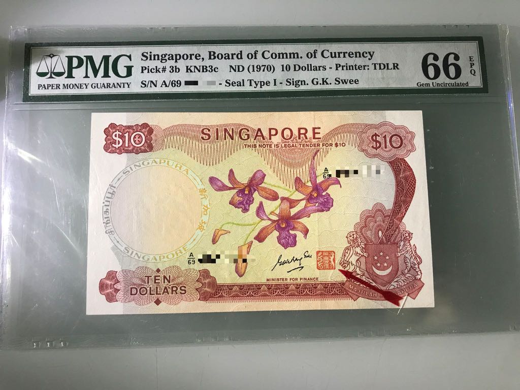 Singapore Orchid Note $10 Sign by Goh Keng Swee (PMG 66) EPQ, Hobbies ...