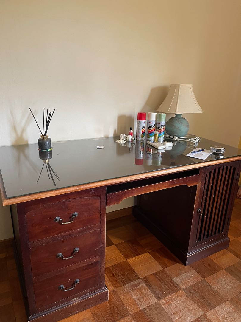 Teak wood Study Table with keyboard pull-out, Furniture & Home Living ...