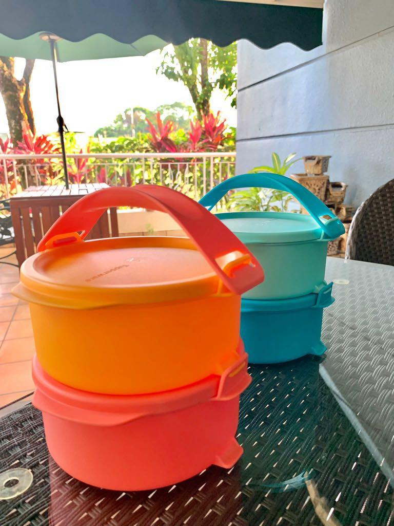 Tupperware Tiffin Set 4 Tier, Furniture & Home Living, Kitchenware ...