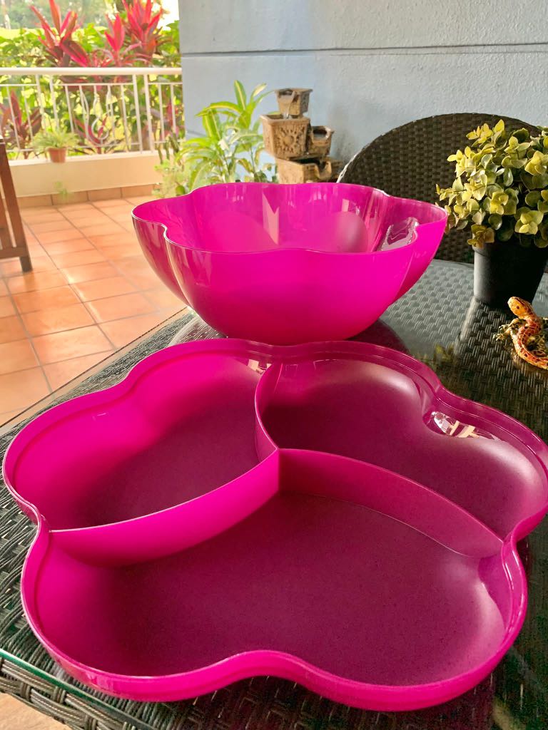 Tupperware Triple Snack Bowl Set, Furniture & Home Living, Kitchenware ...