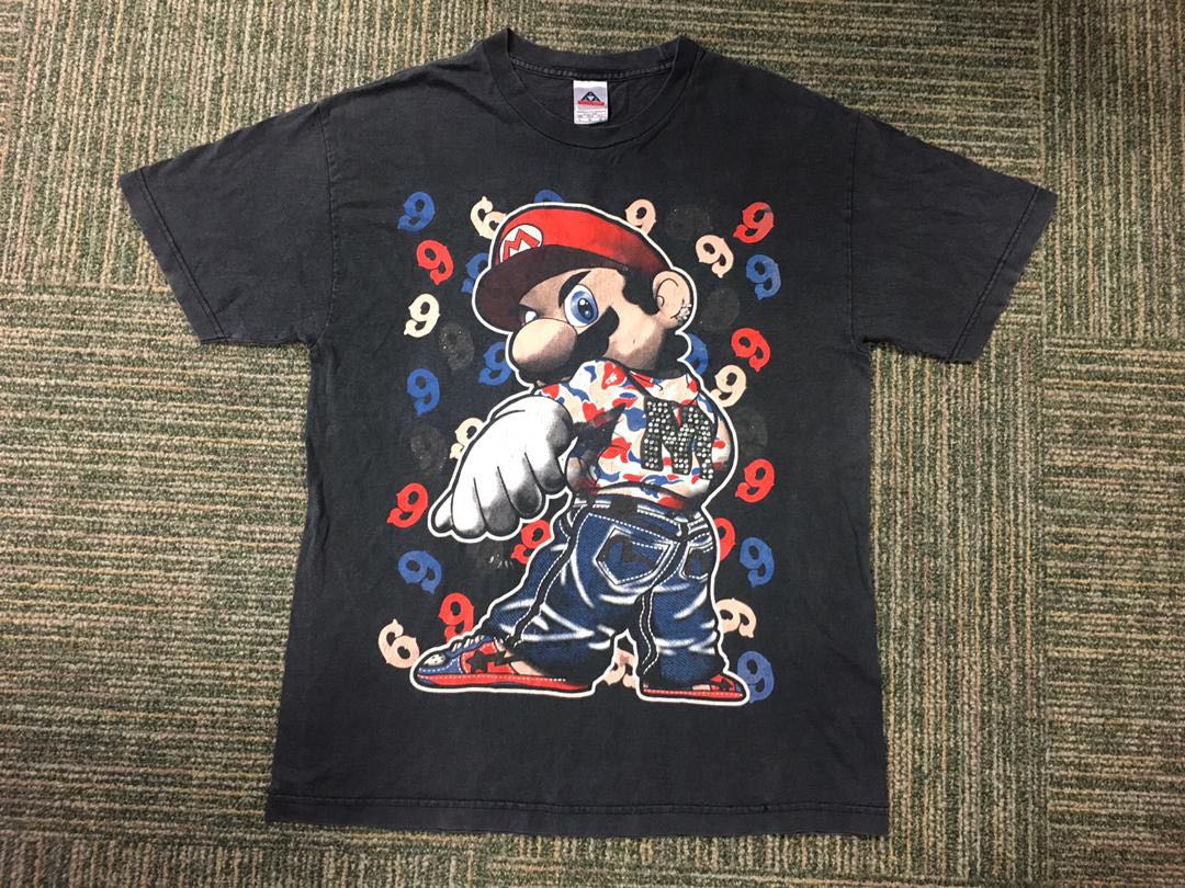 vintage super mario bape evisu shirt, Men's Fashion, Tops & Sets ...