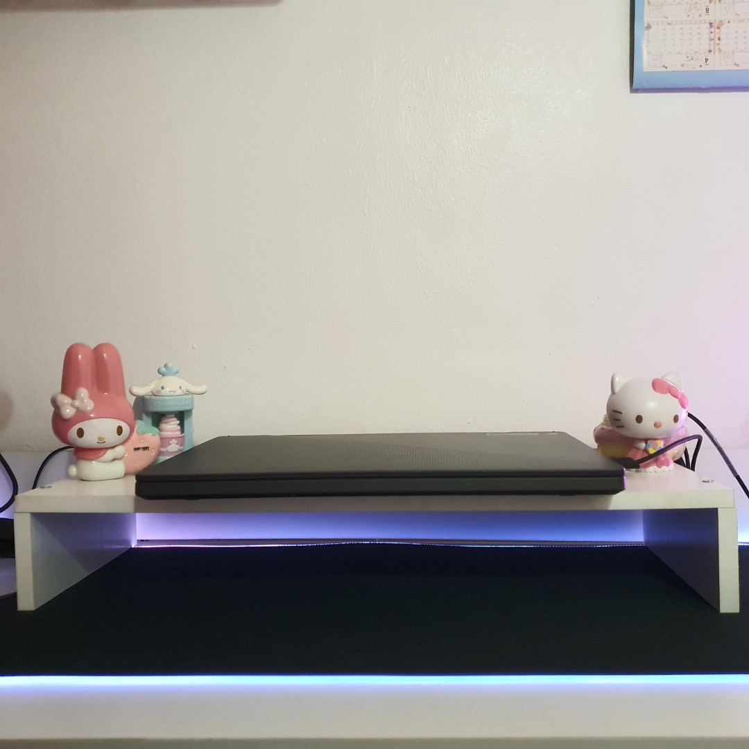 White Monitor Laptop Stand Riser Minimalist Nordic Aesthetic, Furniture ...