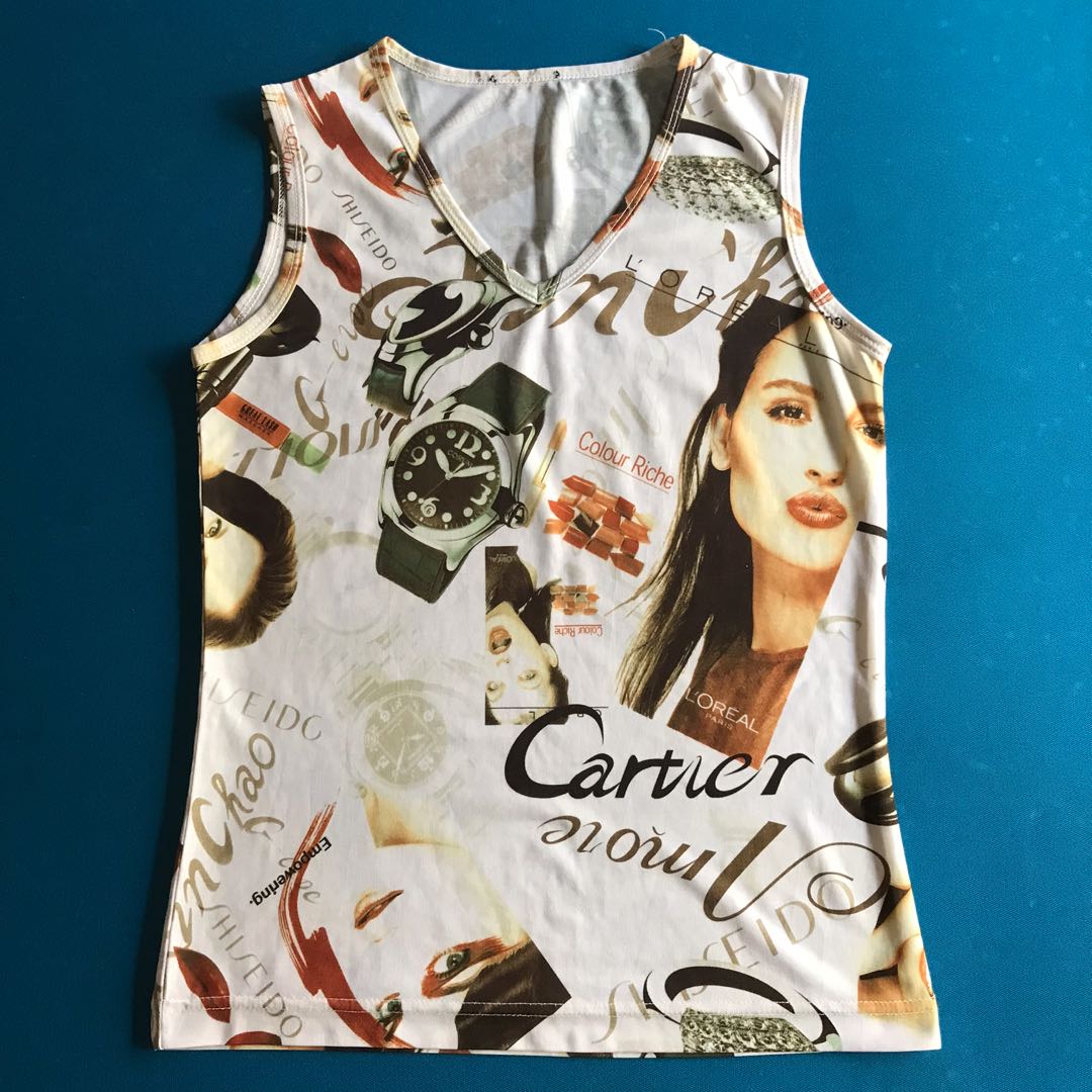 y2k collage AOP top, Women's Fashion, Tops, Sleeveless on Carousell
