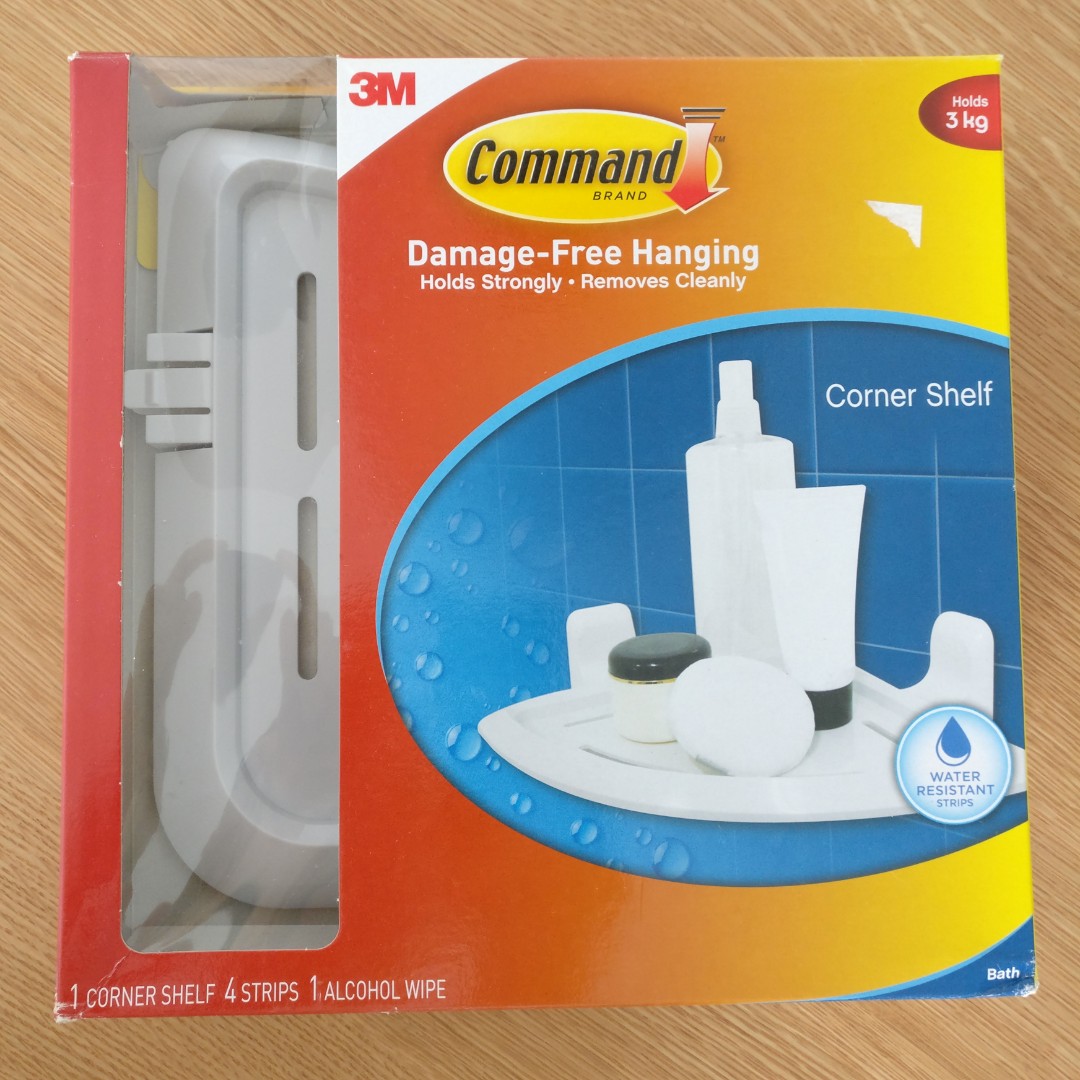 3M (Command) Corner Shelf for Bath Room + FREE Toothbrush Rack, 傢俬＆家居 ...