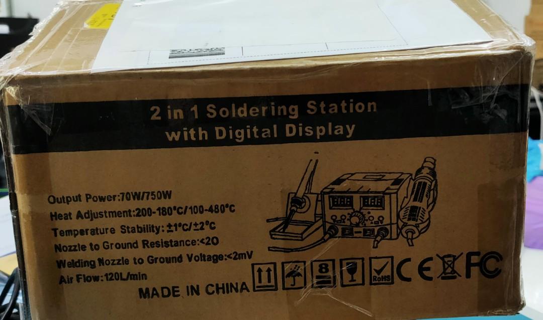 8582D Desoldering Station Hot Air Gun and Electric Soldering Iron 2-in ...