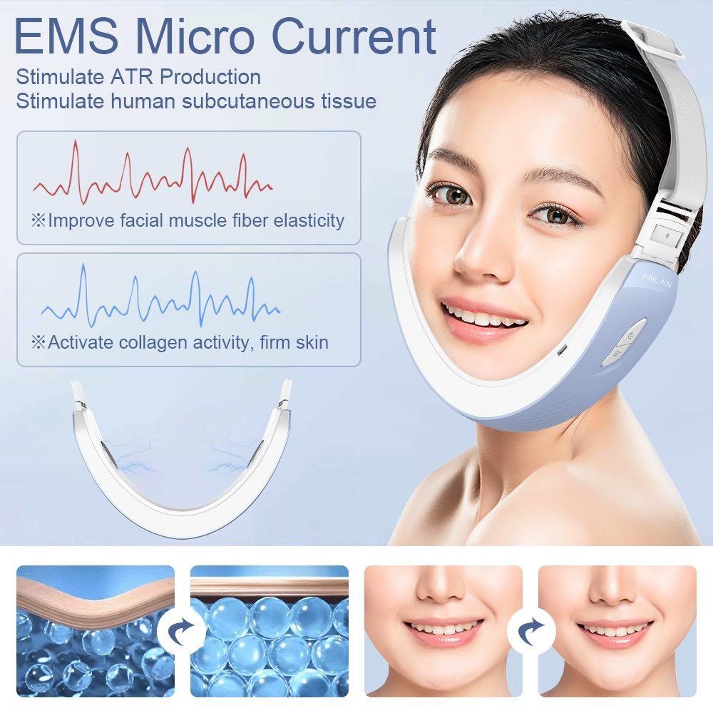 ANLAN V-Face Lifting Device EMS Massage Chin V-shaped Red/Blue Light ...