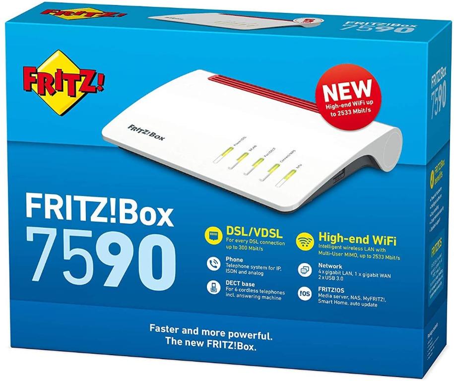 AVM FRITZ!Box 7590 UK Version - Modem 4x4 WiFi AC with MU-MIMO (1733 ...