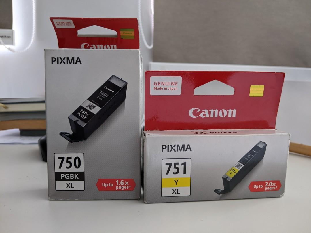 Canon PIXMA cartridge 750 PGBK and 751 Y, Computers & Tech, Printers ...