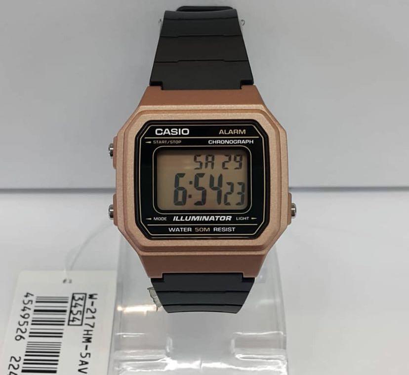 Casio Illuminator W217 Digital Quartz W217HM-5A Rose Gold Watch W-217HM ...