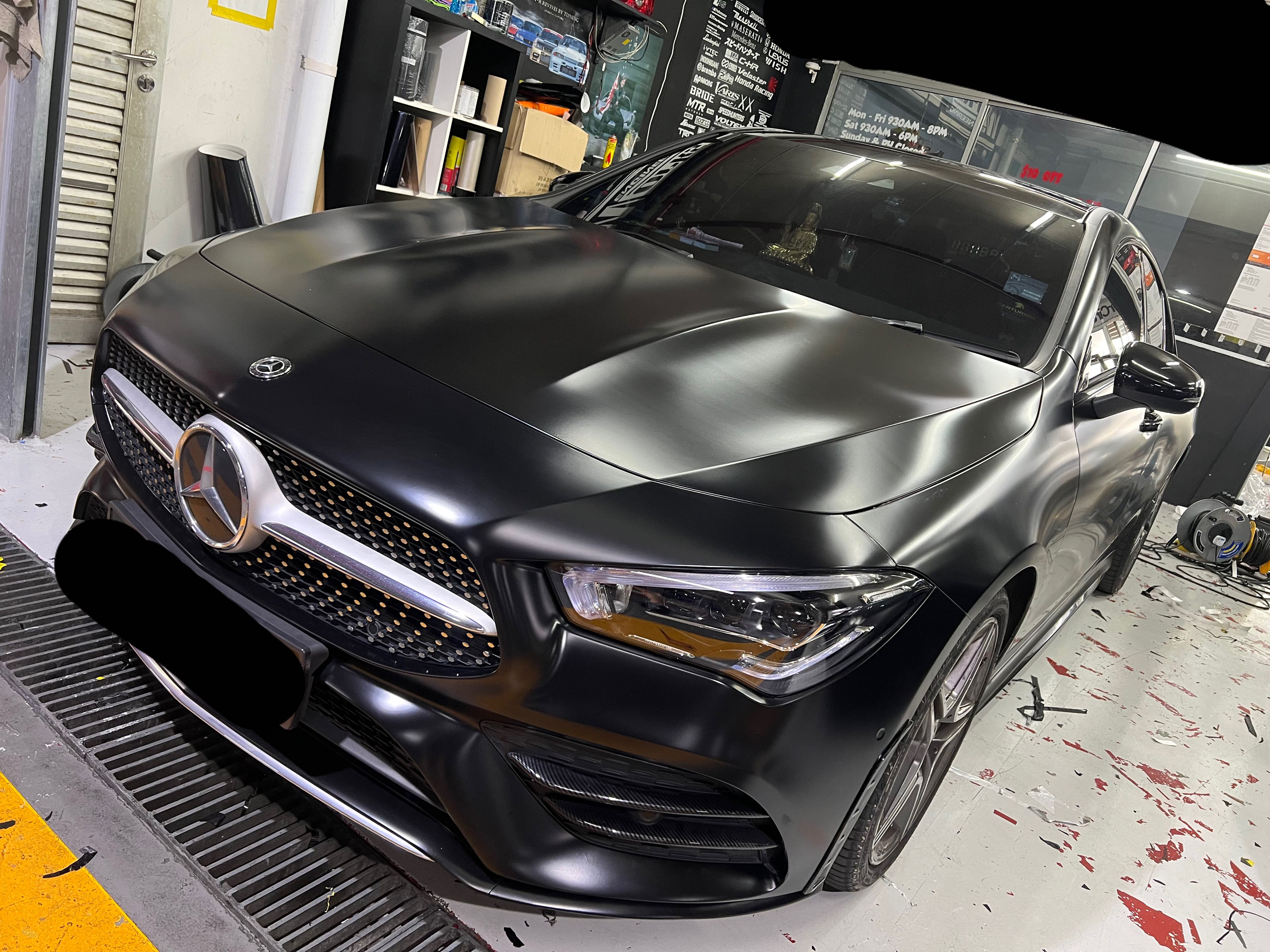 CLA200 full wrap satin black, Car Accessories, Accessories on Carousell