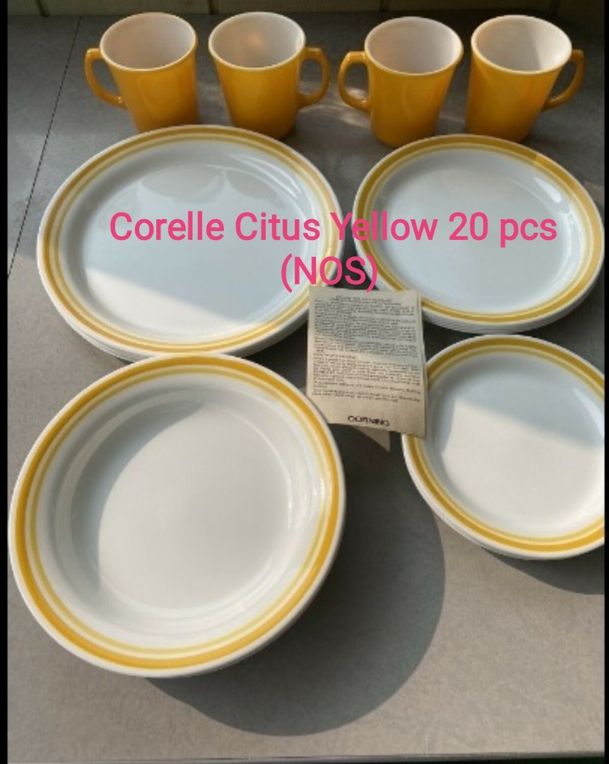Corelle Citrus Yellow 20 pcs, Furniture & Home Living, Kitchenware ...