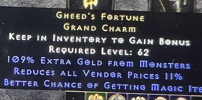 Gheed’s Fortune Grand Charm, Video Gaming, Gaming Accessories, In-Game Products on Carousell
