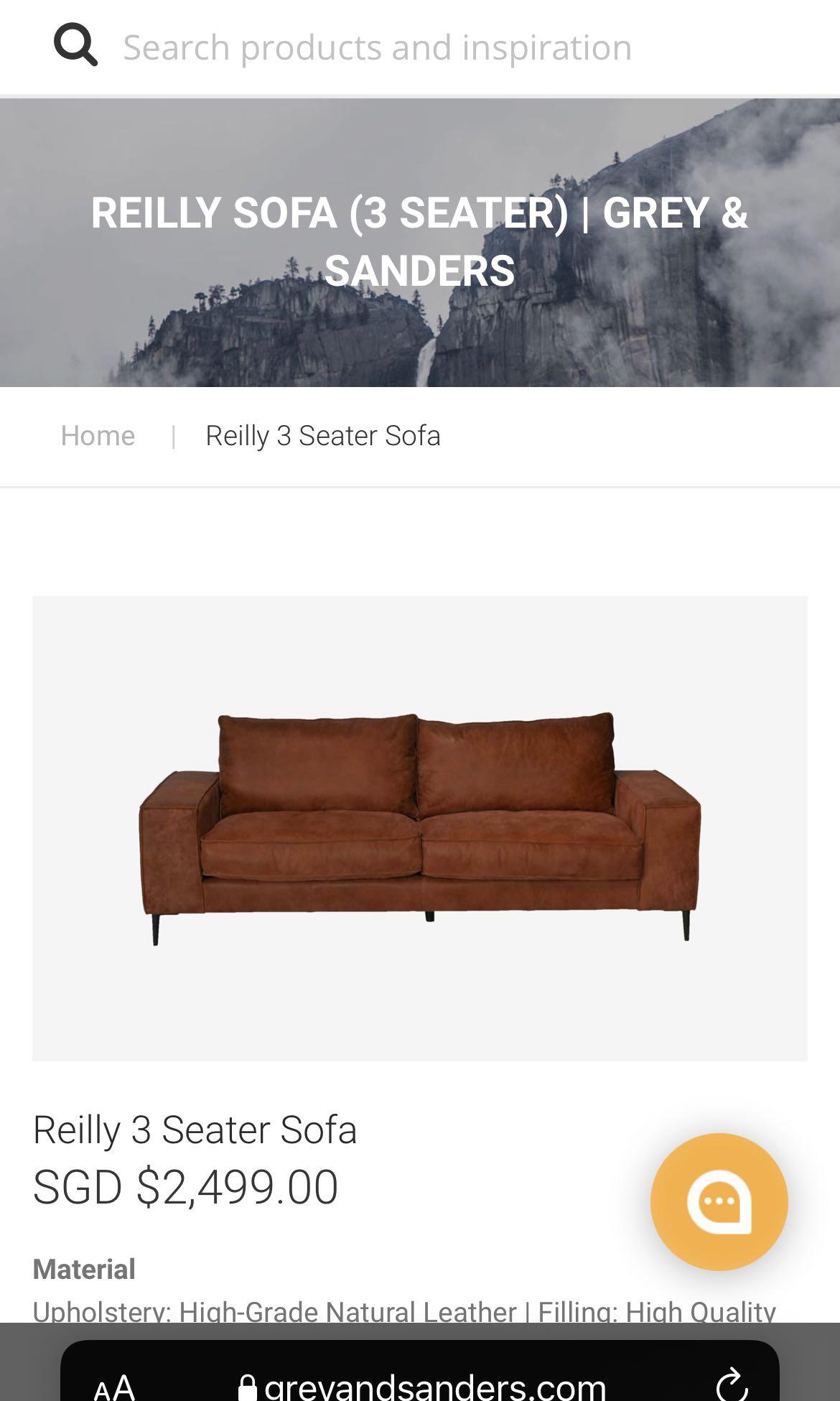 Grey and Sanders Reilly Sofa (3 seater), Furniture & Home Living ...