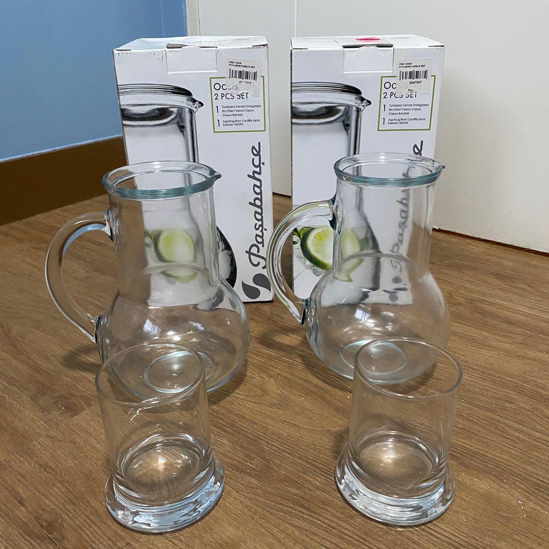 Pasabahce Oasis Glass Pitcher & Tumbler Set, Furniture & Home Living ...