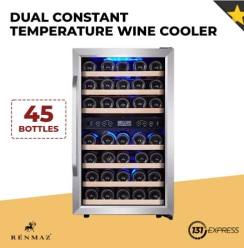Renmaz Wine Cooler - 2 Temp - Approx 45 btl, TV & Home Appliances ...