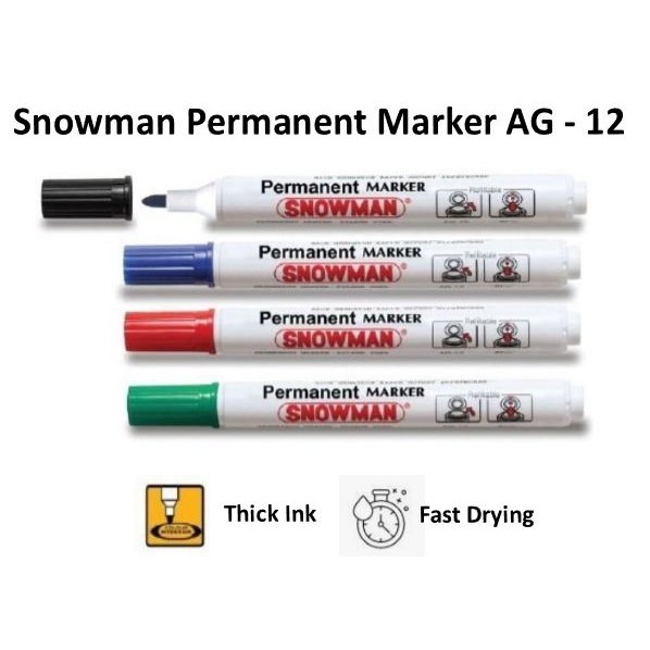 Snowman Permanent Marker AG - 12, Hobbies & Toys, Stationery & Craft ...
