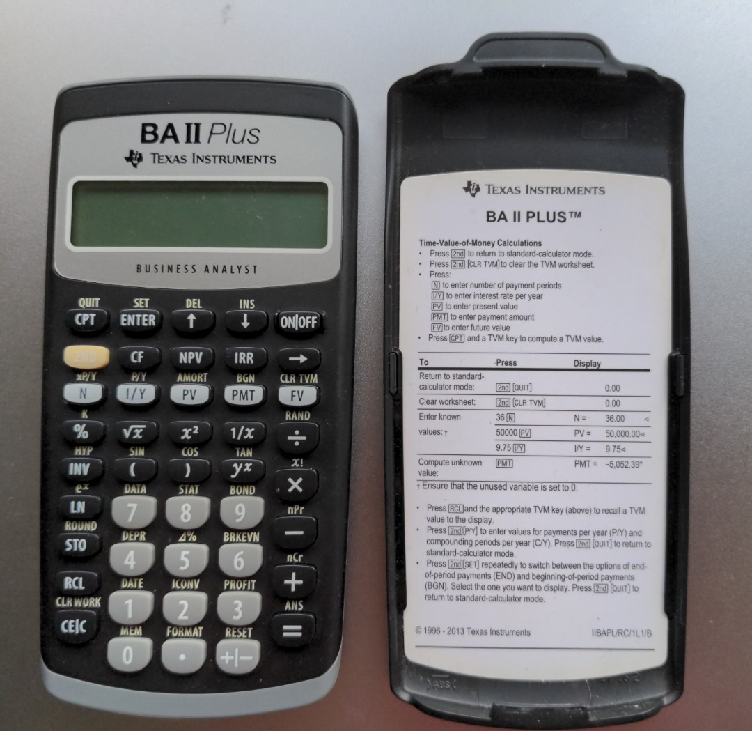 Texas Instrument BA 2 Plus CFA calculator, Hobbies & Toys, Stationery ...