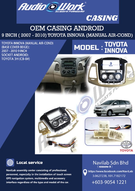 Toyota Innova 2007-2010 9" Android Player Casing (Manual Aircond), Auto ...