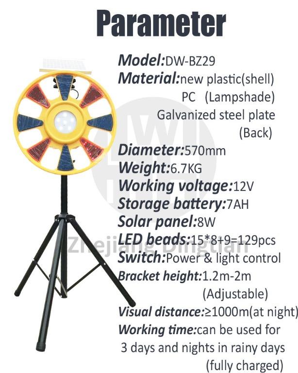 Traffic 2m Solar LED Warning Blinker Rotary Light, Commercial ...