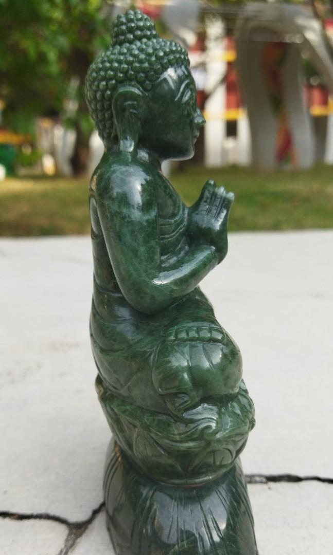 Type A Spicy Full Green Jadeite Jade Buddha statue, Hobbies & Toys ...