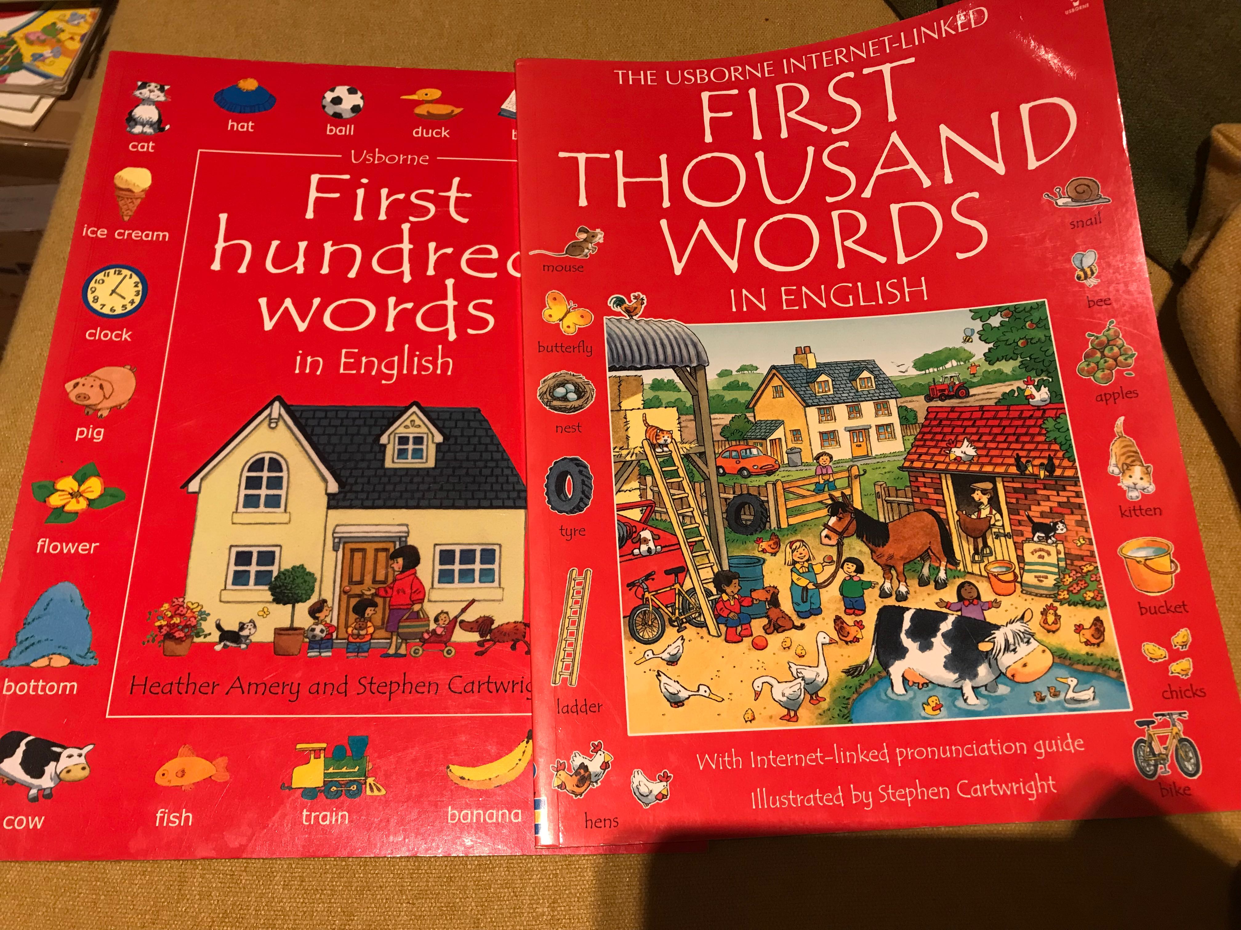 Usborne first 100 and first 1000 words, Hobbies & Toys, Books ...