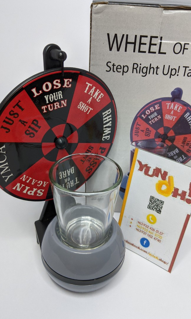Wheel of shot glass drinking game, Food & Drinks, Beverages on Carousell