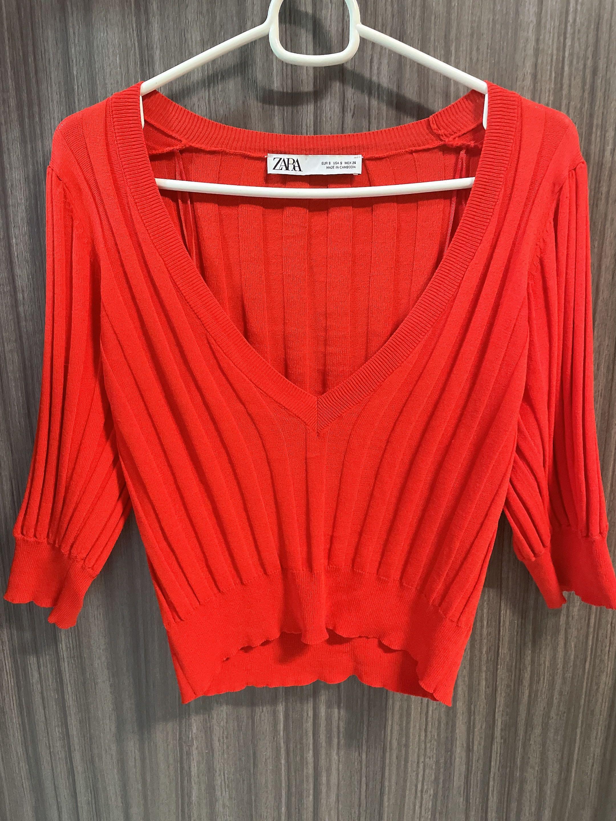 Zara red top, Women's Fashion, Tops, Shirts on Carousell