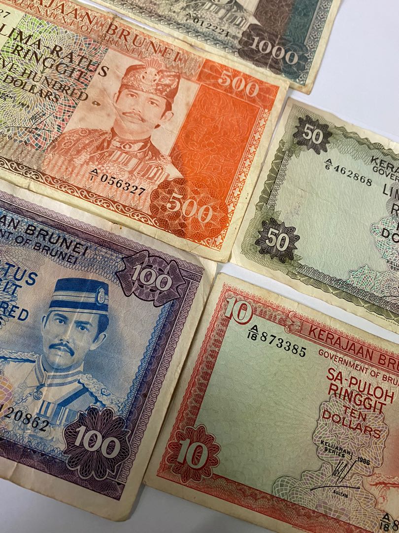 Brunei old note collection $1000 $500 $100 $50 $10, Hobbies & Toys ...