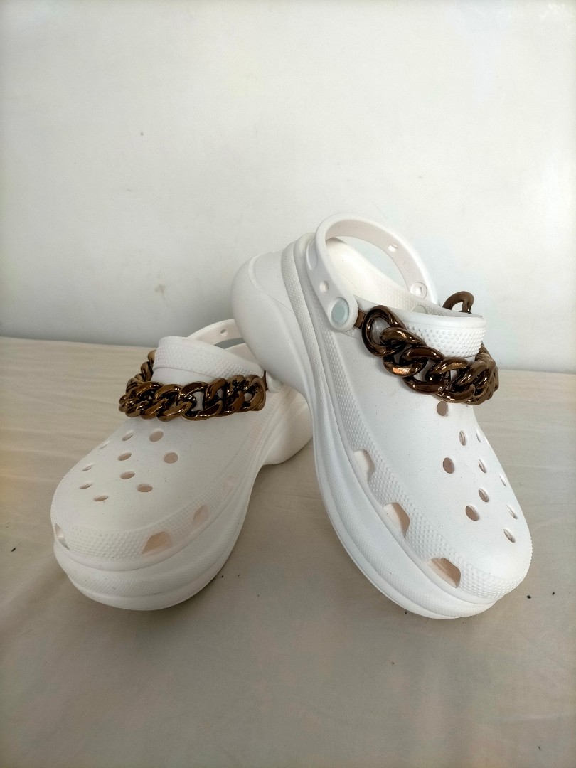 Classic bae clog white with chains, Women's Fashion, Footwear, Sandals ...