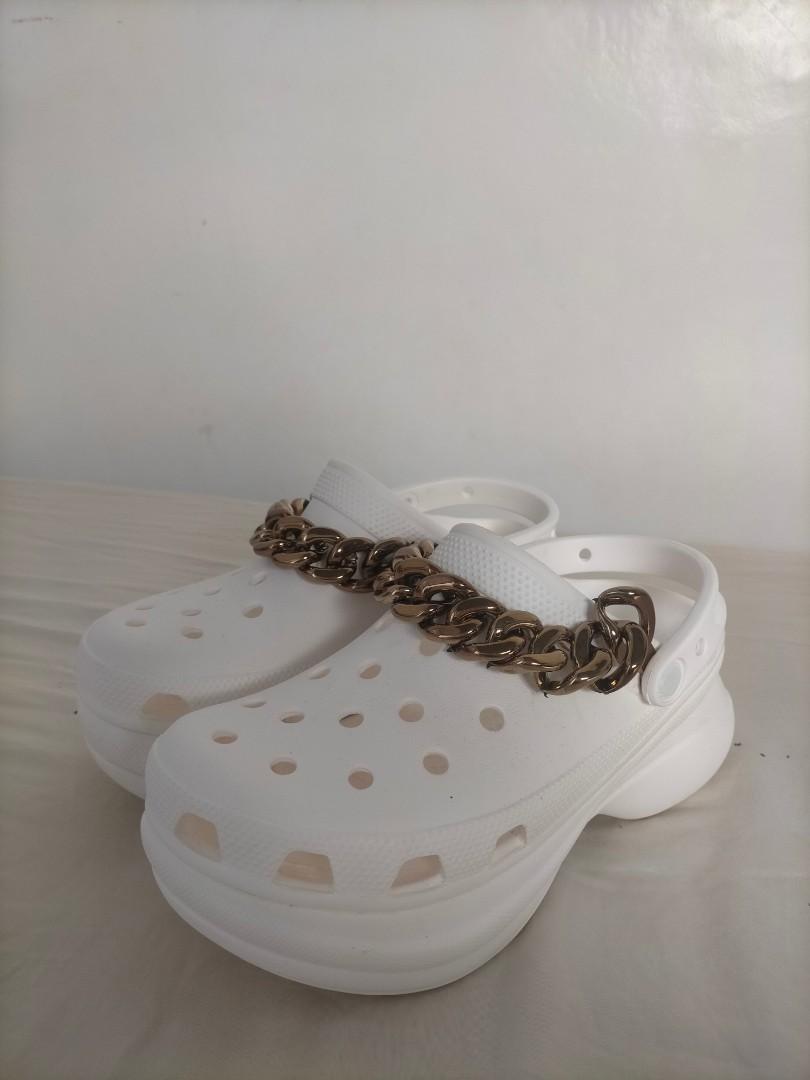 Classic bae clog white with chains, Women's Fashion, Footwear, Sandals ...