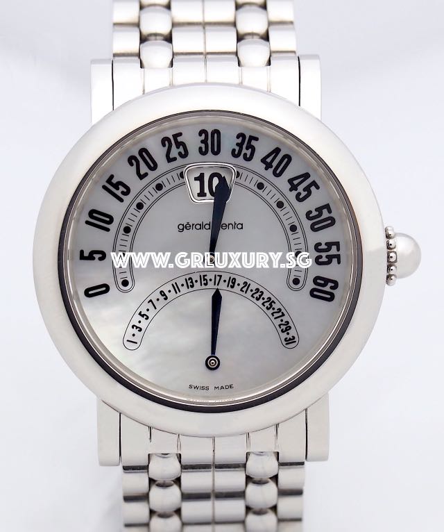 Gerald Genta Bi-Retro Jump Hour MOP Dial with bracelet Ref G.3755, Luxury, Watches on Carousell