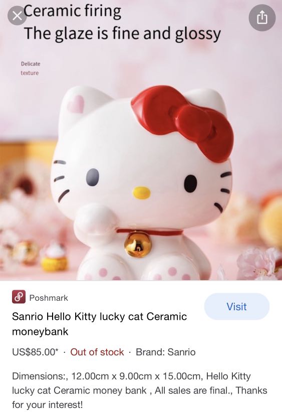Hello Kitty Fortune Cat Money Bank, Everything Else on Carousell