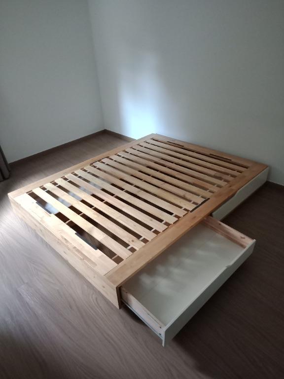 IKEA Queen Mattress (HESSENG) + Bedframe, Furniture & Home Living ...