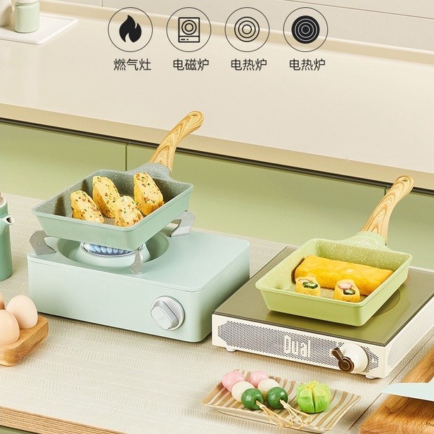 Japanese Tamagoyaki Grill Omelette Frying Pan Non-Stick Stone Fry Egg ...