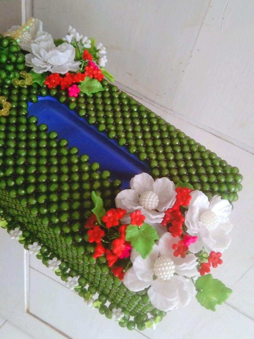 Kotak Tisu Manik Akrilik Hijau Lucu, Desain & Kerajinan Tangan, Barang ...